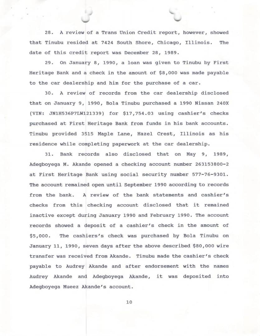 Documents For Tinubu’s Drug Dealing, Money Laundering Case In Chicago ...