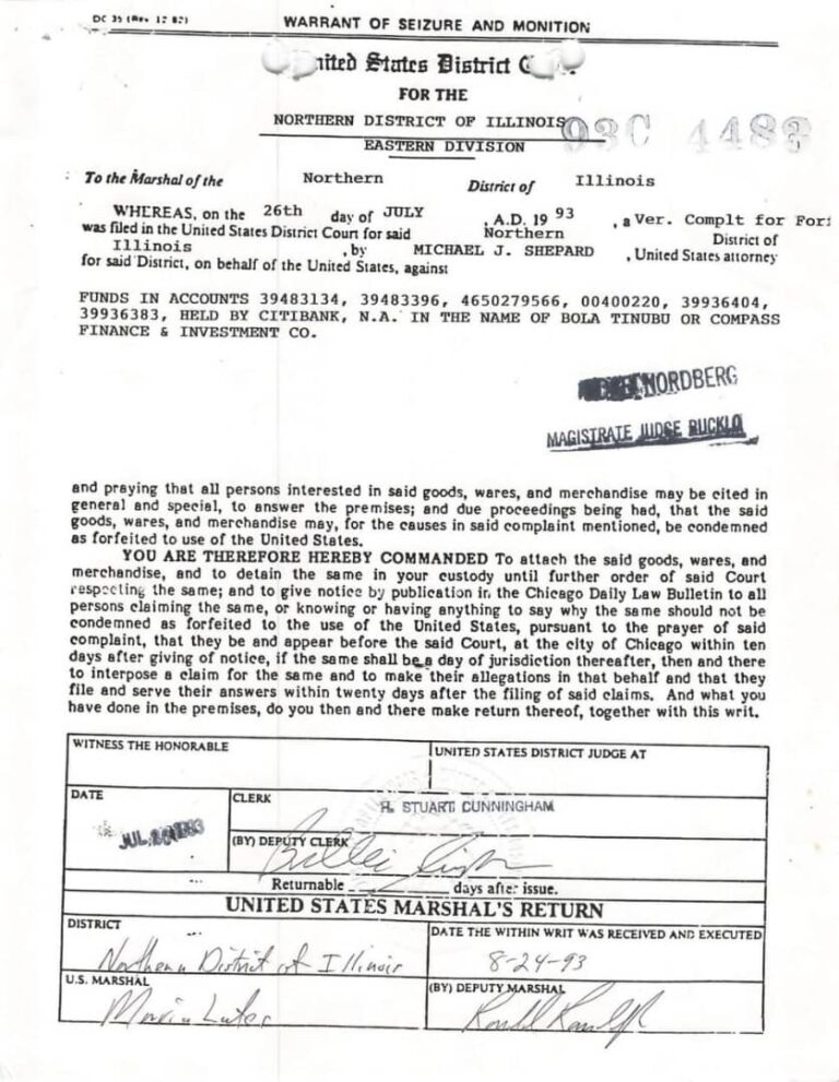 Documents For Tinubu’s Drug Dealing, Money Laundering Case In Chicago ...