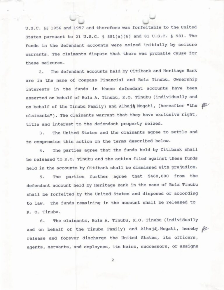 Documents For Tinubu’s Drug Dealing, Money Laundering Case In Chicago ...